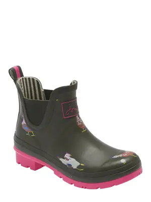Joules Wellibob Short Chelsea Rain Boot Khaki Chicken