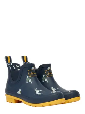 Joules Wellibob Short Chelsea Rain Boot Navy Dog