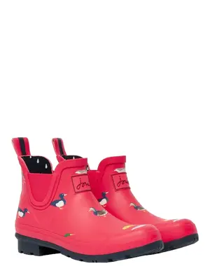 Joules Wellibob Short Chelsea Rain Boot Red Ducks
