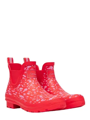 Joules Wellibob Short Chelsea Rain Boot Red Leopard