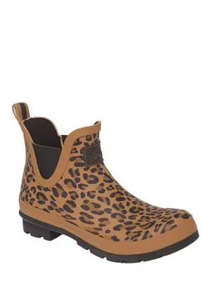 Joules Wellibob Short Chelsea Rain Boot Tan Leopard