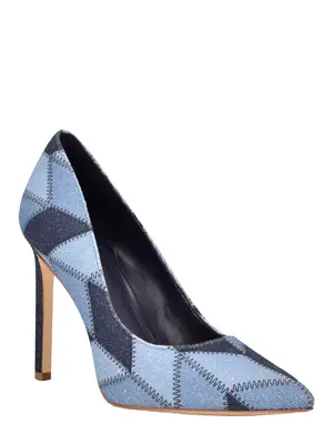 Nine West Nine West Tatiana Pointed Toe Stiletto Pumps Patchwork Denim
