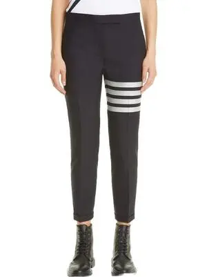 Thom Browne Thom Browne 4-Bar Cropped Skinny Trousers Navy