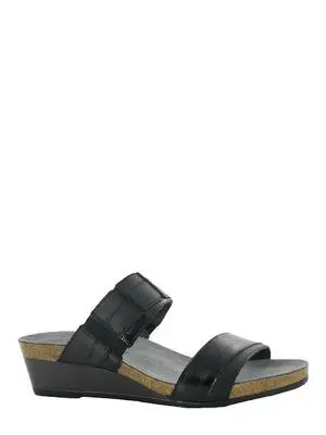 Naot Royalty Wedge Slide Sandal - Jet Black/black Leather