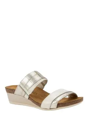 Naot Royalty Wedge Slide Sandal - Radiant Gold/ Ivory Crinkle