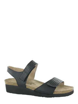 Naot Naot Vivian Wedge Sandal Jet Black/ Silver Leather