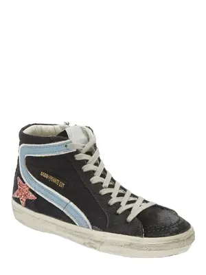 GOLDEN GOOSE Slide High-Top Sneaker Silver/ Pink/ Ice/ Zebra
