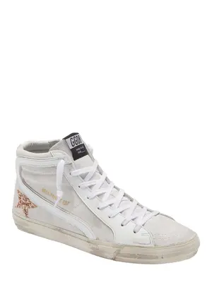 GOLDEN GOOSE Slide High-Top Sneaker White Leather