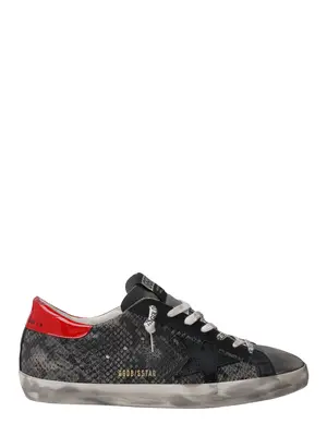 GOLDEN GOOSE Super-Star Low-Top Sneaker Grey Phyton/ Grey/ Black/ Red