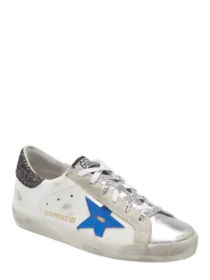 GOLDEN GOOSE Super-Star Low-Top Sneaker White/ Blue/ Croc