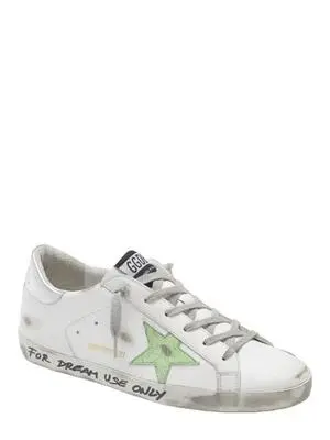 GOLDEN GOOSE Super-Star Low-Top Sneaker White Leather/ Distressed Fluo