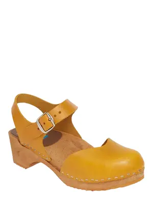 Mia MIA Sofia Clog Sandal Mustard Leather
