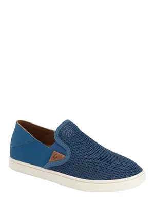 Olukai OluKai Pehuea Slip-On Sneaker Blue Faux Leather