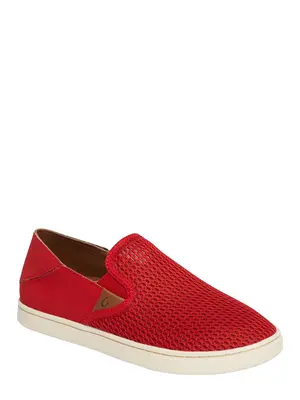 Olukai OluKai Pehuea Slip-On Sneaker Ohia Red Fabric