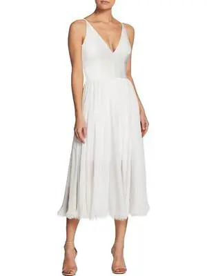 Dress The Population Dress The Population Alicia Mixed Media Midi Dress Off White