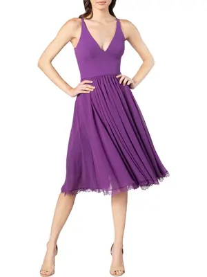 Dress The Population Dress The Population Alicia Mixed Media Midi Dress Violet
