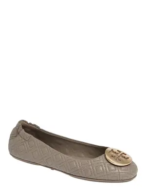 Tory Burch Tory Burch Minnie Travel Ballet Flat Dust Storm/ Gold