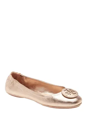 Tory Burch Tory Burch Minnie Travel Ballet Flat Rose Gold
