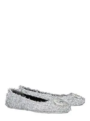 Tory Burch Tory Burch Minnie Travel Ballet Flat Silver/silver