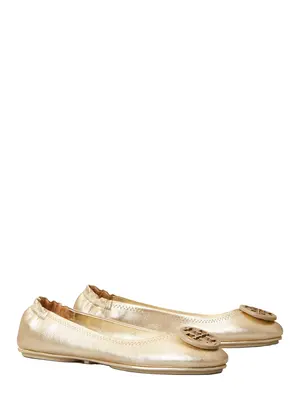 Tory Burch Tory Burch Minnie Travel Ballet Flat Spark Gold/ Gold