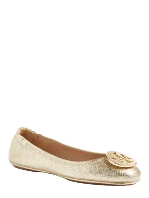 Tory Burch Tory Burch Minnie Travel Ballet Flat Spark Gold