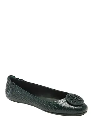 Tory Burch Tory Burch Minnie Travel Ballet Flat Verde