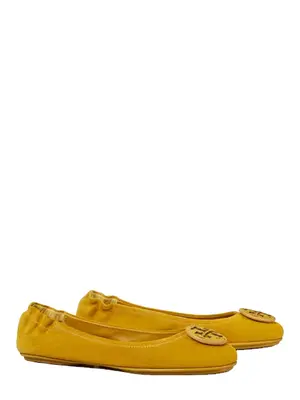 Tory Burch Tory Burch Minnie Travel Ballet Flat Yellow/ Yellow- Suede