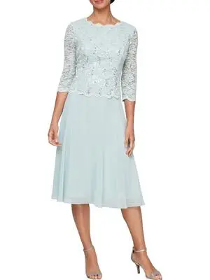 Alex Evenings Faux Two-piece Dress - Fresh Mint
