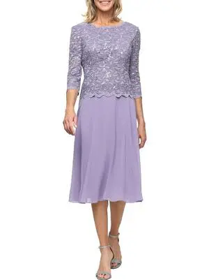 Alex Evenings Faux Two-piece Dress - Heather