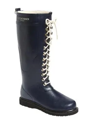 ILSE JACOBSEN Lace-up Rubber Boots - Dark Indigo