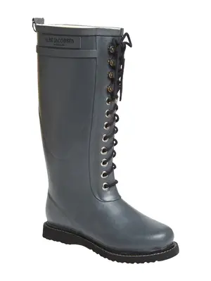 ILSE JACOBSEN Ilse Jacobsen Lace-Up Rubber Boots Grey