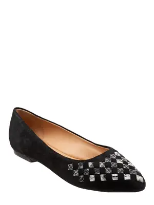Trotters Trotters Estee Woven Flats Black Sue/snake