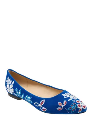 Trotters Trotters Estee Woven Flats Blue Fabric