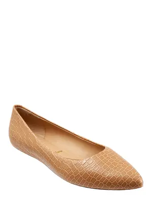 Trotters Trotters Estee Woven Flats Nude Crocodile Leather