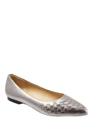 Trotters Estee Woven Flats - Silver Leather