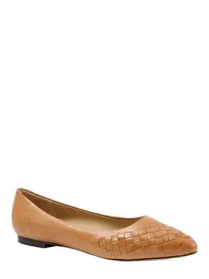 Trotters Estee Woven Flats - Tan Leather