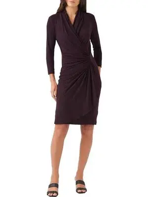 Karen Kane Cascade Faux Wrap Dress - Bordeaux