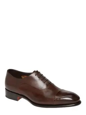 Santoni Isaac Cap-toe Oxford - Dark Brown