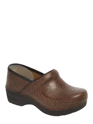 Dansko Pro XP 2.0 Clog Brown Floral Tooled Leather