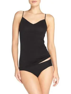 Hanro Cotton Seamless Spaghetti Strap Camisole - Black