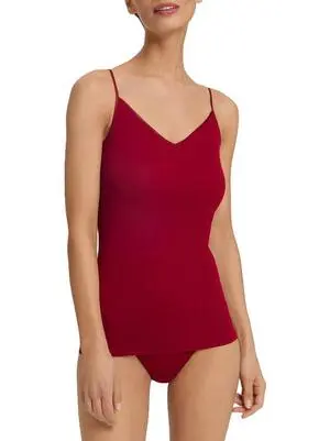 Hanro Seamless V-neck Camisole - Red Dahlia