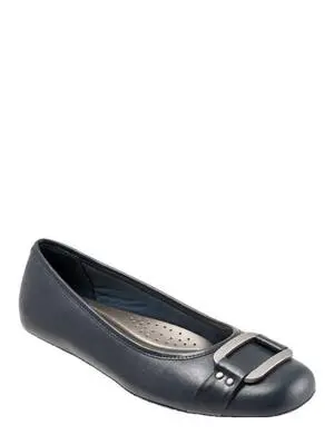 Trotters Sizzle Flat - Navy Blue Leather