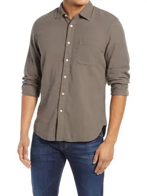 HIROSHI KATO Slim Fit Double Gauze Organic Cotton Button-up Shirt - Charcoal