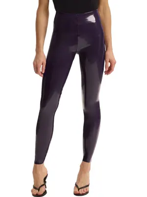 Commando Control Top Faux Patent Leather Leggings Aubergine