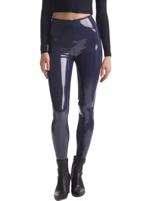 Commando Control Top Faux Patent Leather Leggings Navy