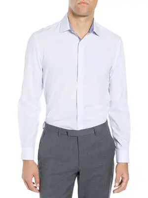 W.R.K Slim Fit Performance Stretch Dot Dress Shirt - Light Blue