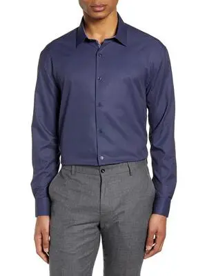 W.R.K Slim Fit Performance Stretch Dot Dress Shirt Navy