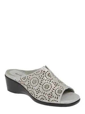 DAVID TATE Sublime Wedge Sandal - Silver Antique Leather