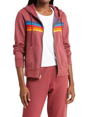 Aviator Nation Aviator Nation 5-Stripe Zip Hoodie Claret2