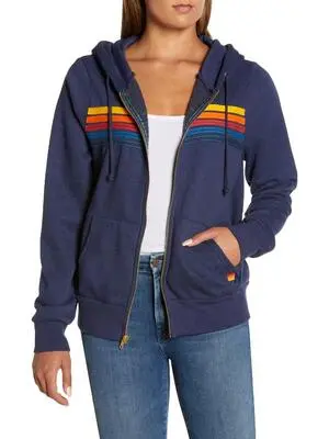 Aviator Nation 5-stripe Zip Hoodie - Navy